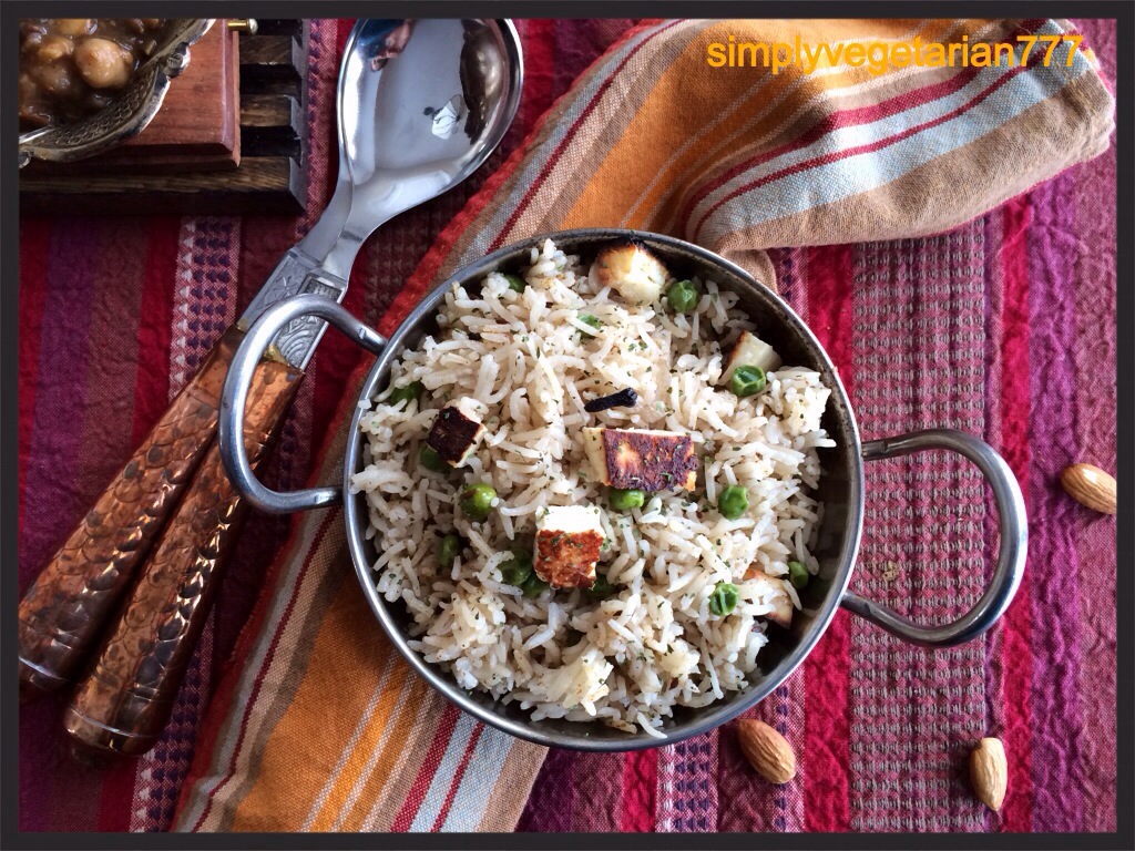Paneer Pilaf / Rice infused with Indian Spices and Topped with Indian ...