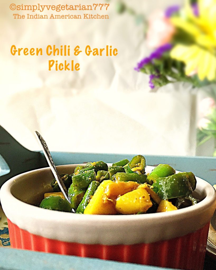 Green Chili & Garlic Pickle - Indian winter pickle made of Green ...