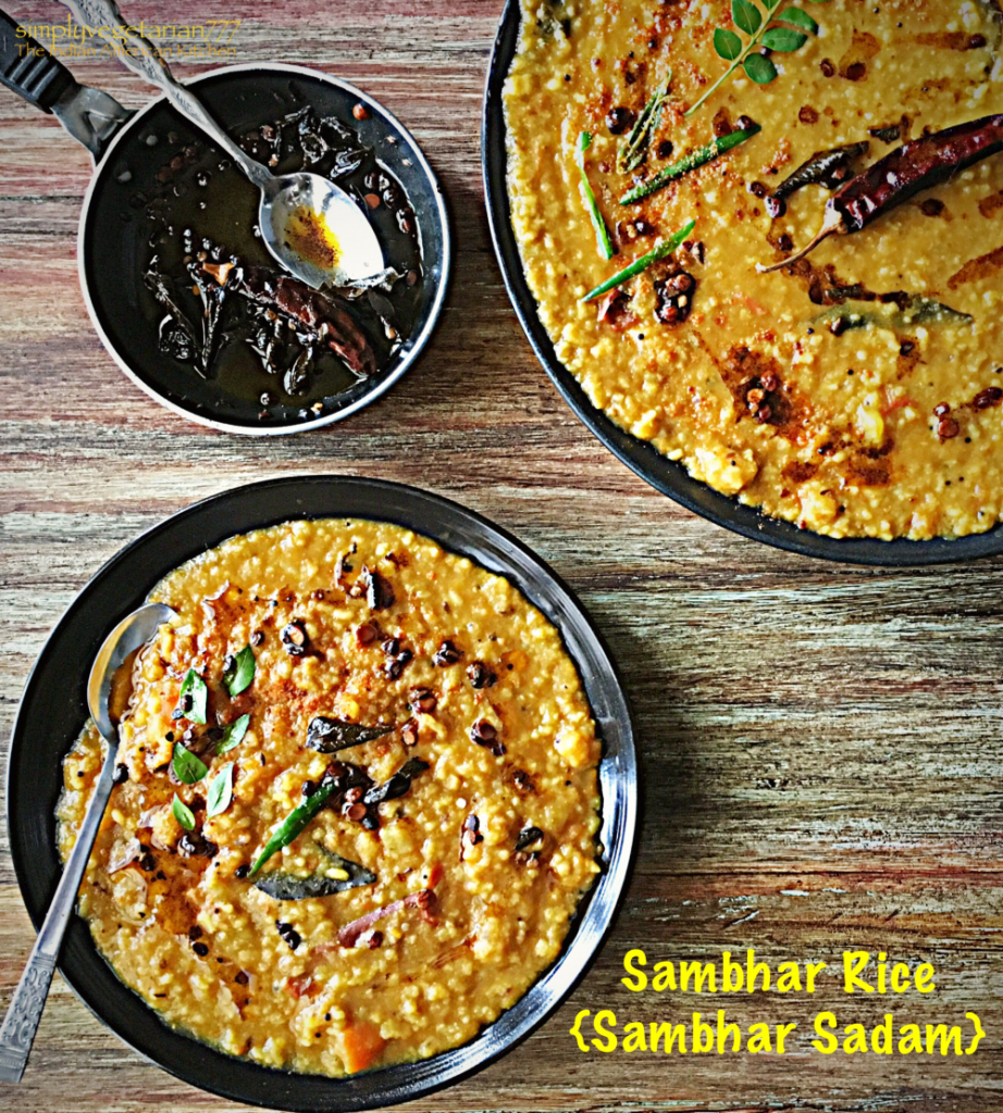 Sambhar RIce {Sambhar Sadam} - One Pot Easy Pressure Cooker Meal