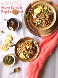 Mung Sprouts Vegetable Bhel - A light meal or an appetizer recipe.